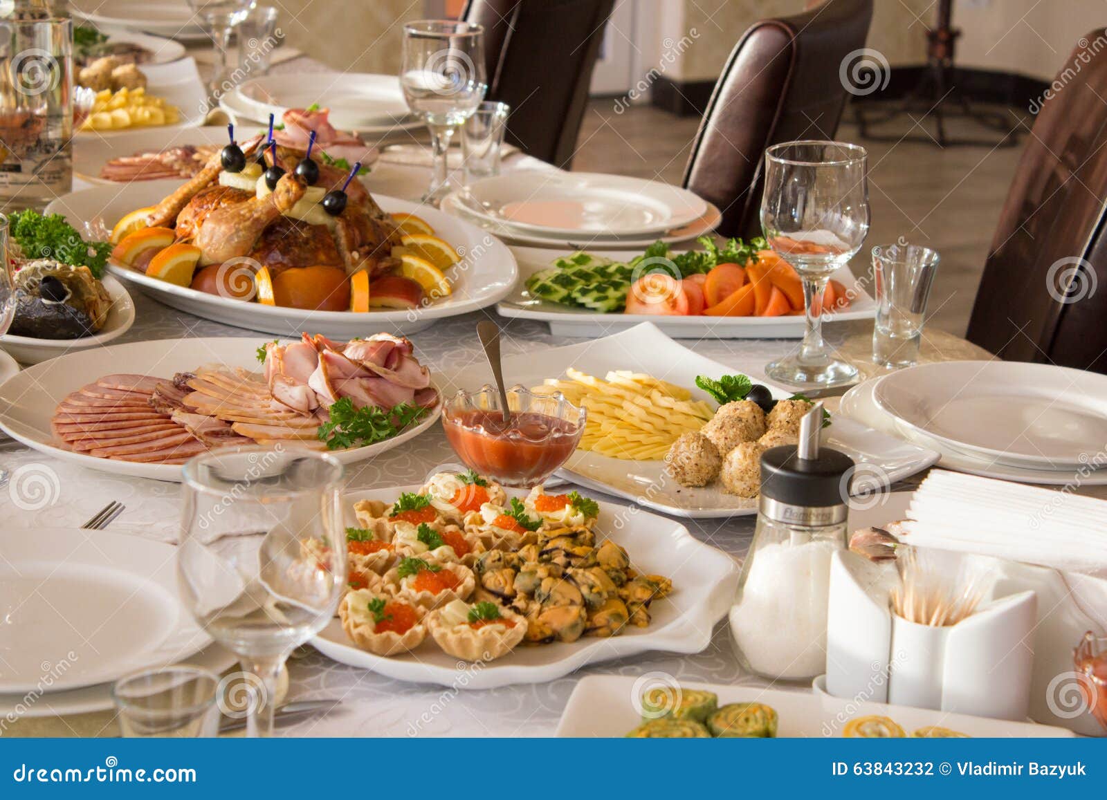 Dishes on a Table in a Restaurant Stock Photo - Image of dining, salad ...
