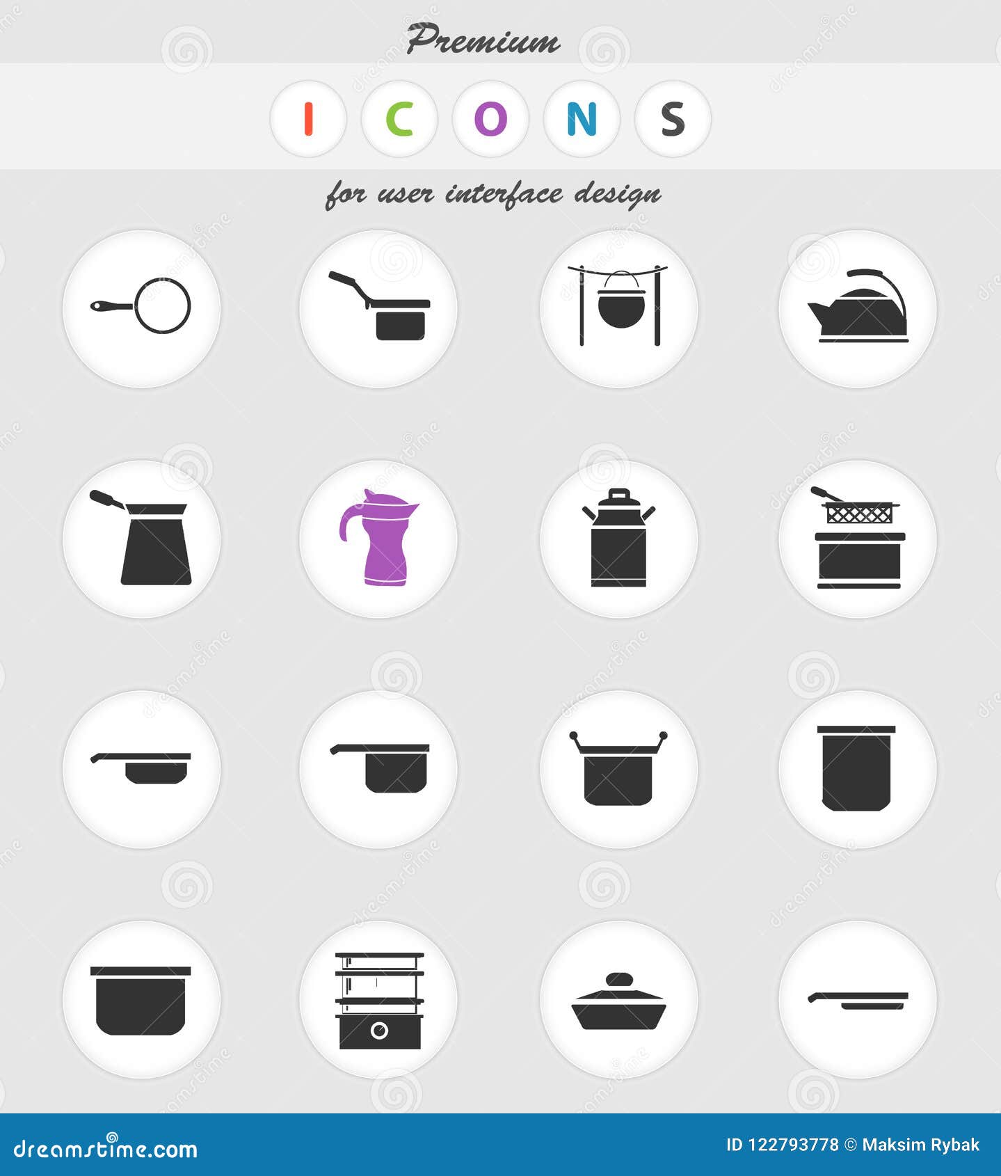 Dishes icon set stock vector. Illustration of blank - 122793778
