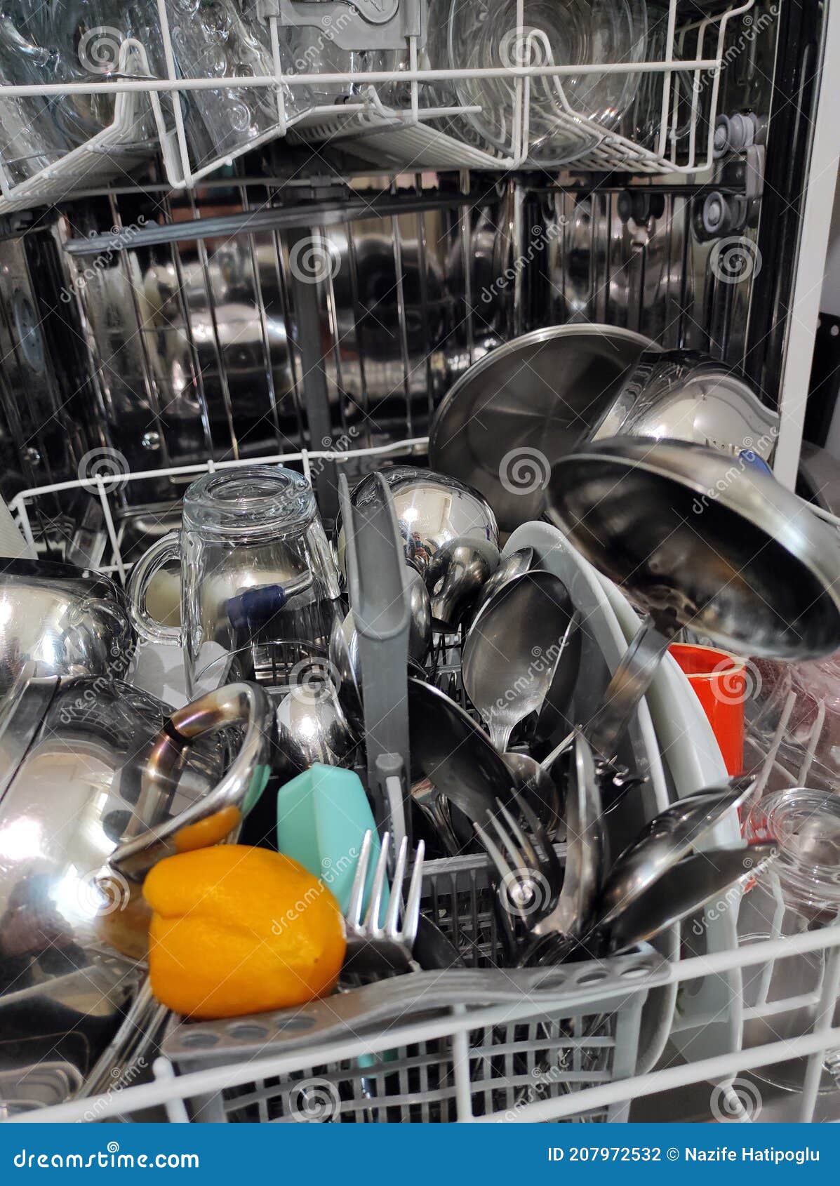 Dishes Washed in the Dishwasher, Front Door Open Dishwasher Stock Photo ...