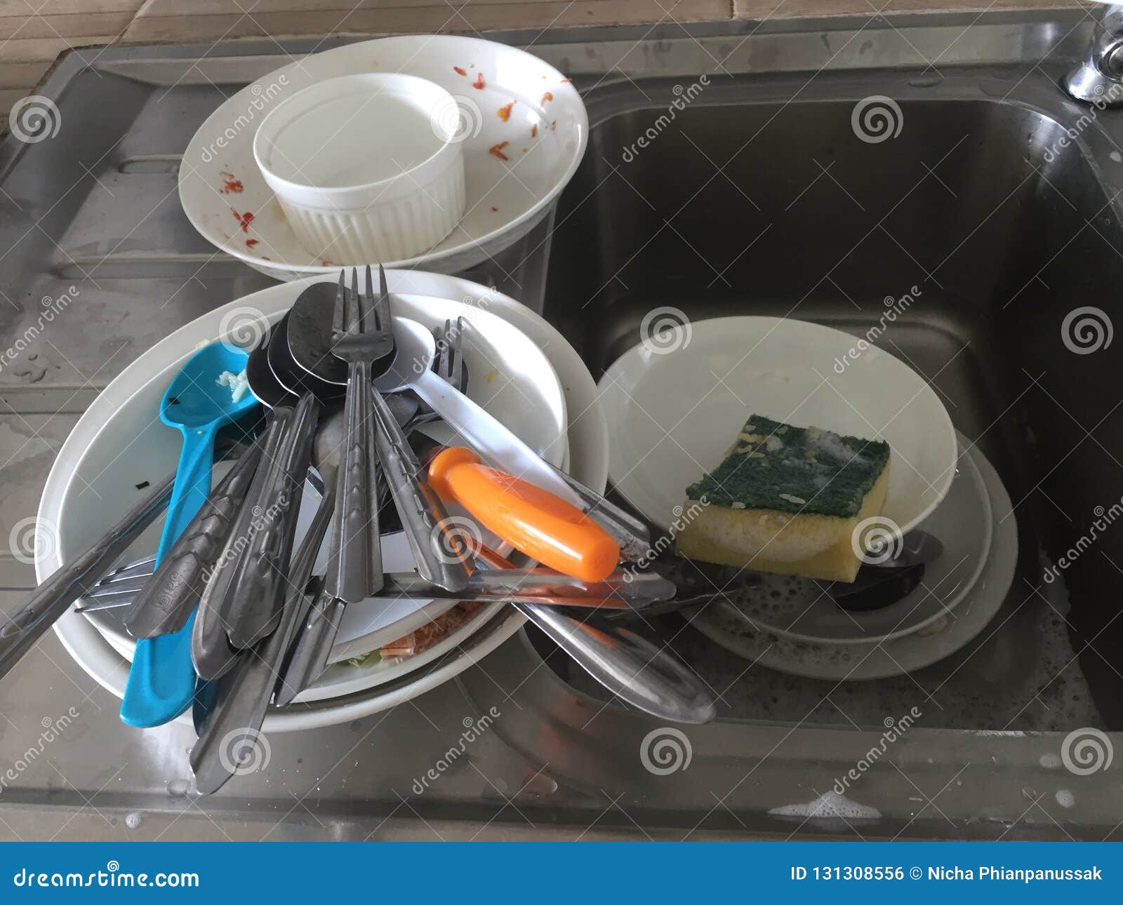 Dishes washing stock photo. Image of washing, dishes - 131308556