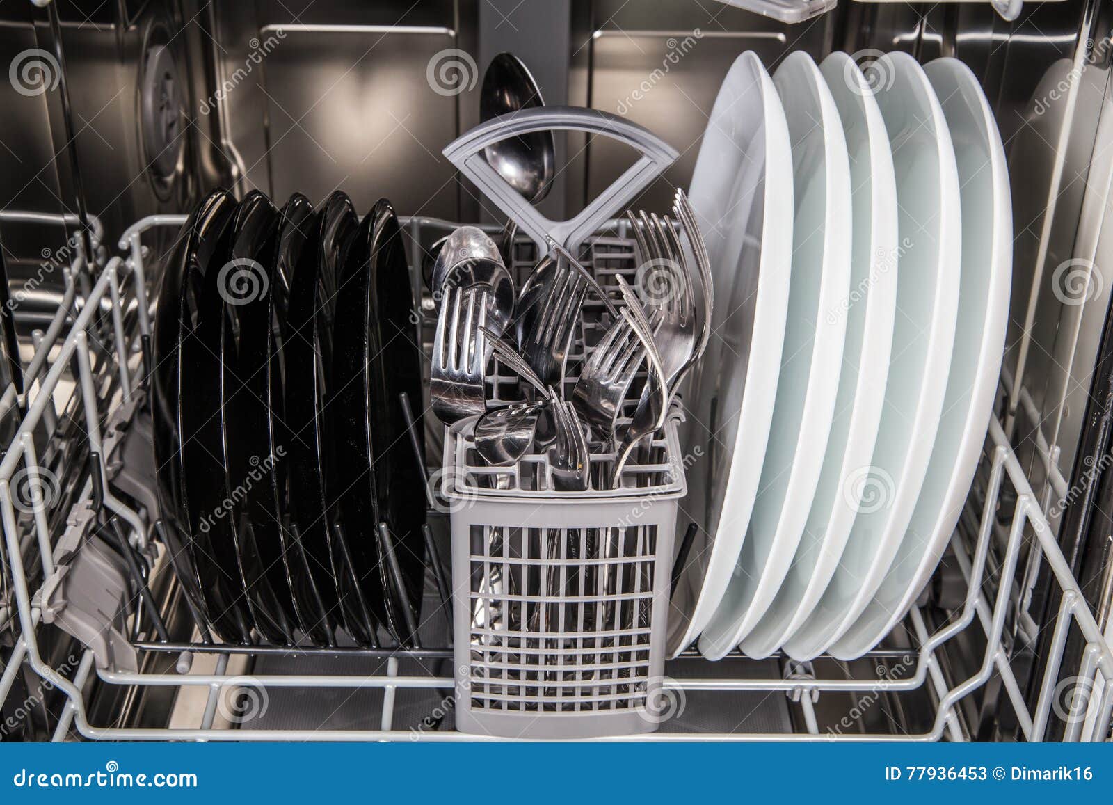 Dishes after Washing in Modern Dishwasher Machine Stock Image - Image ...