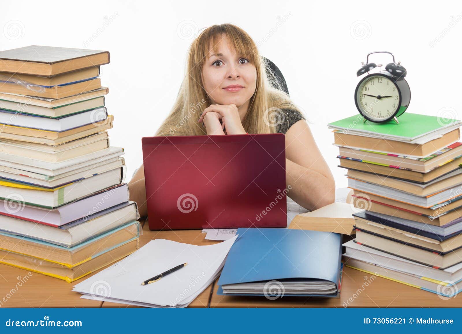 Disheveled Student Sitting at Table and Looking at the Frame Stock ...