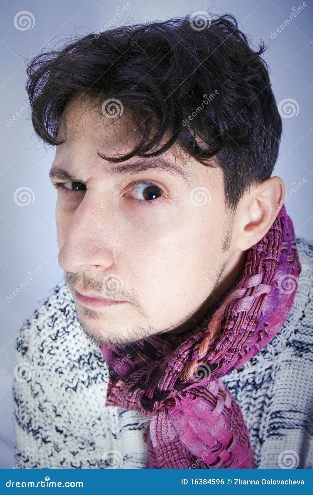 Dishevelled Young Man with Scarf Stock Photo - Image of disarray ...