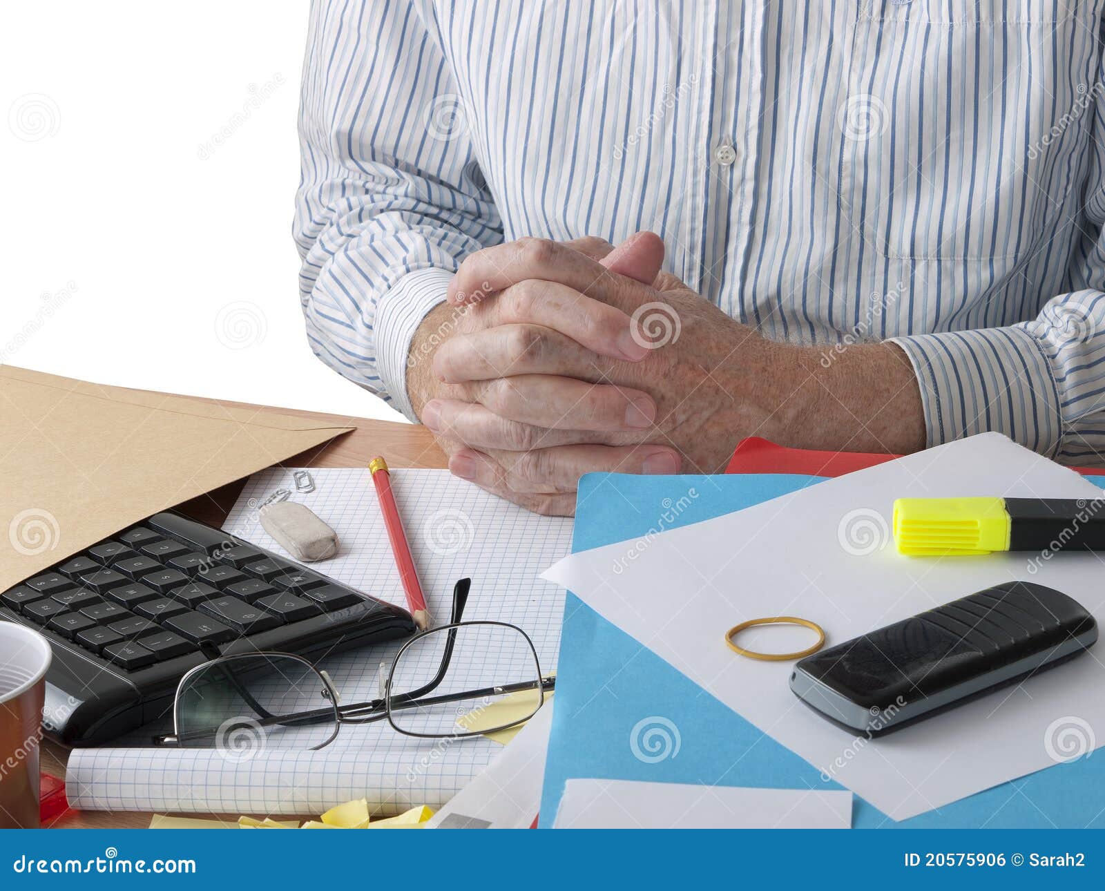 Dishevilled Busy Man at Chaotic Desk - Overwork Stock Photo - Image of ...