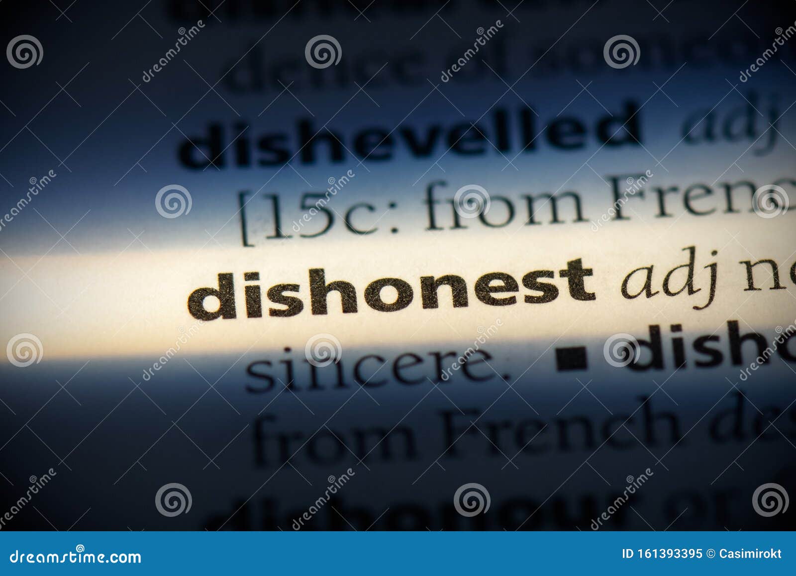 Dishonest stock image. Image of close, printed, word - 161393395
