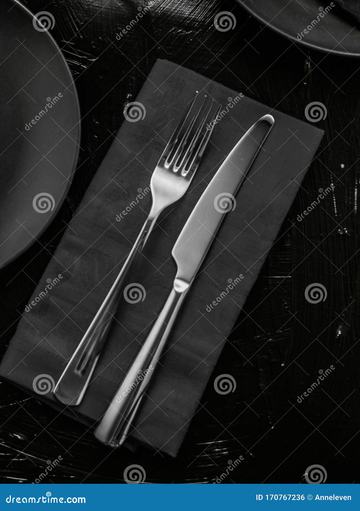 Empty Tableware with Black Napkin, Food Styling Plating Props, Deluxe ...