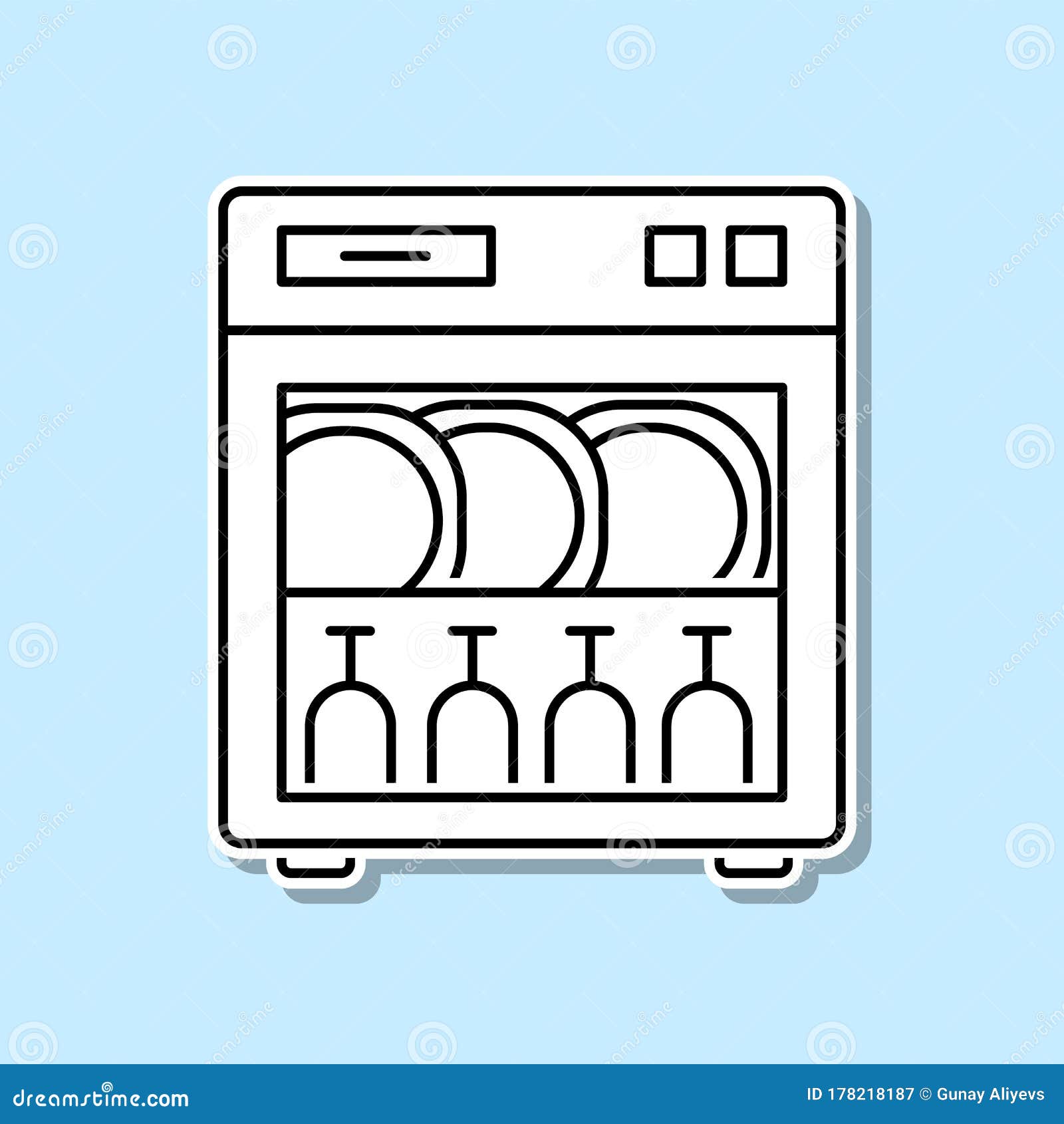 Dishwasher Sticker Icon. Simple Thin Line, Outline Vector of Kitchen ...