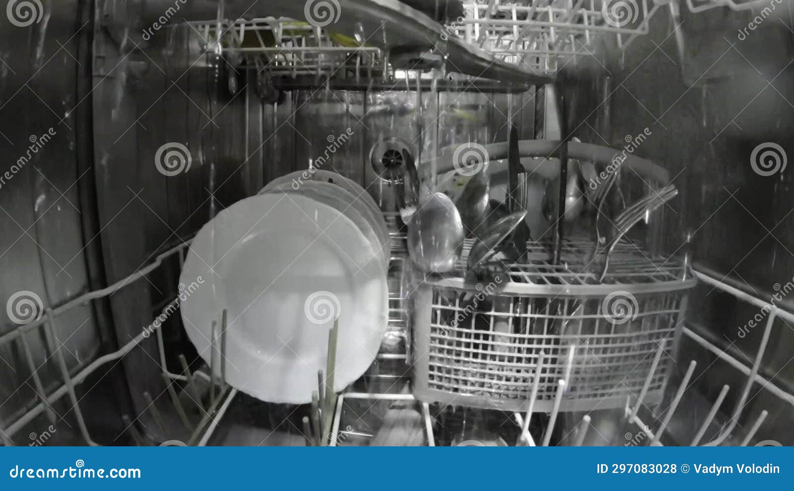 Dishwasher while Washing Dishes. Inside View Stock Footage - Video of ...