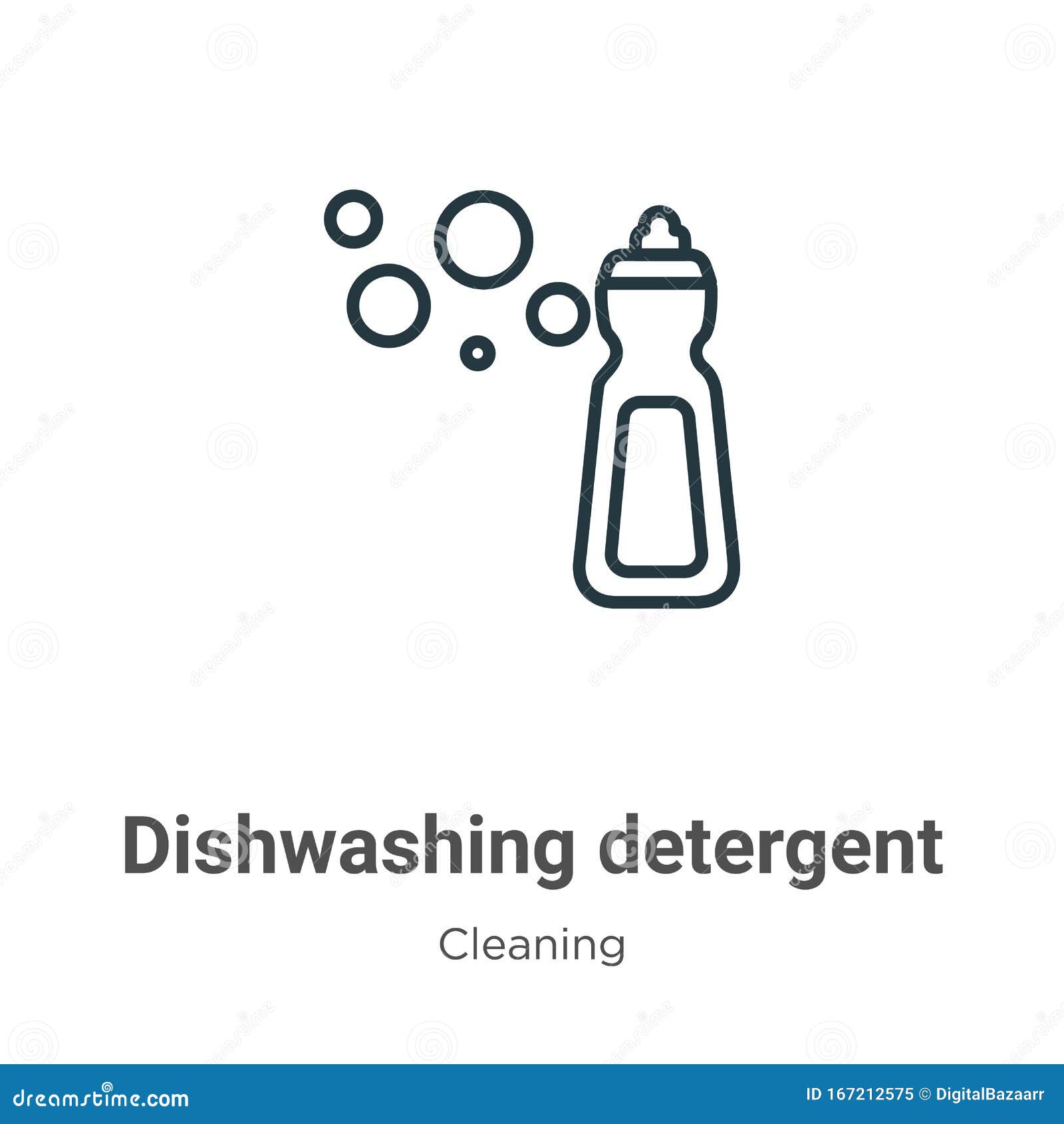 Dishwashing Detergent Outline Vector Icon. Thin Line Black Dishwashing ...