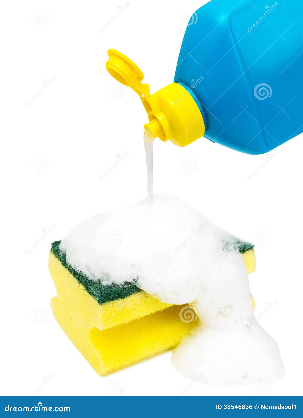 Dishwashing Liquid and Sponge Stock Photo - Image of clean, detergent ...