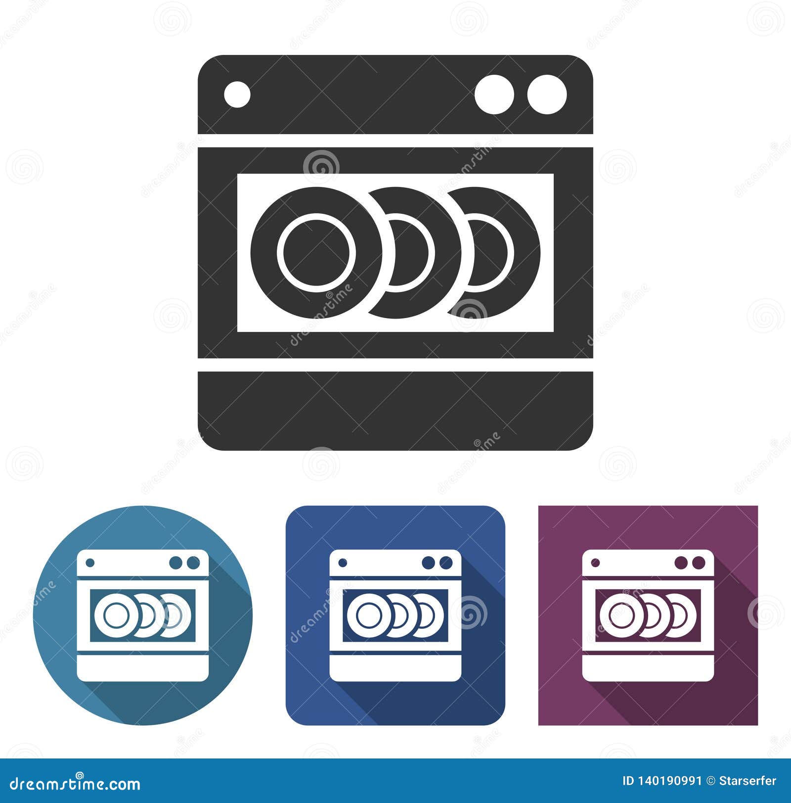 Dishwashing Machine Icon in Different Variants Stock Vector ...