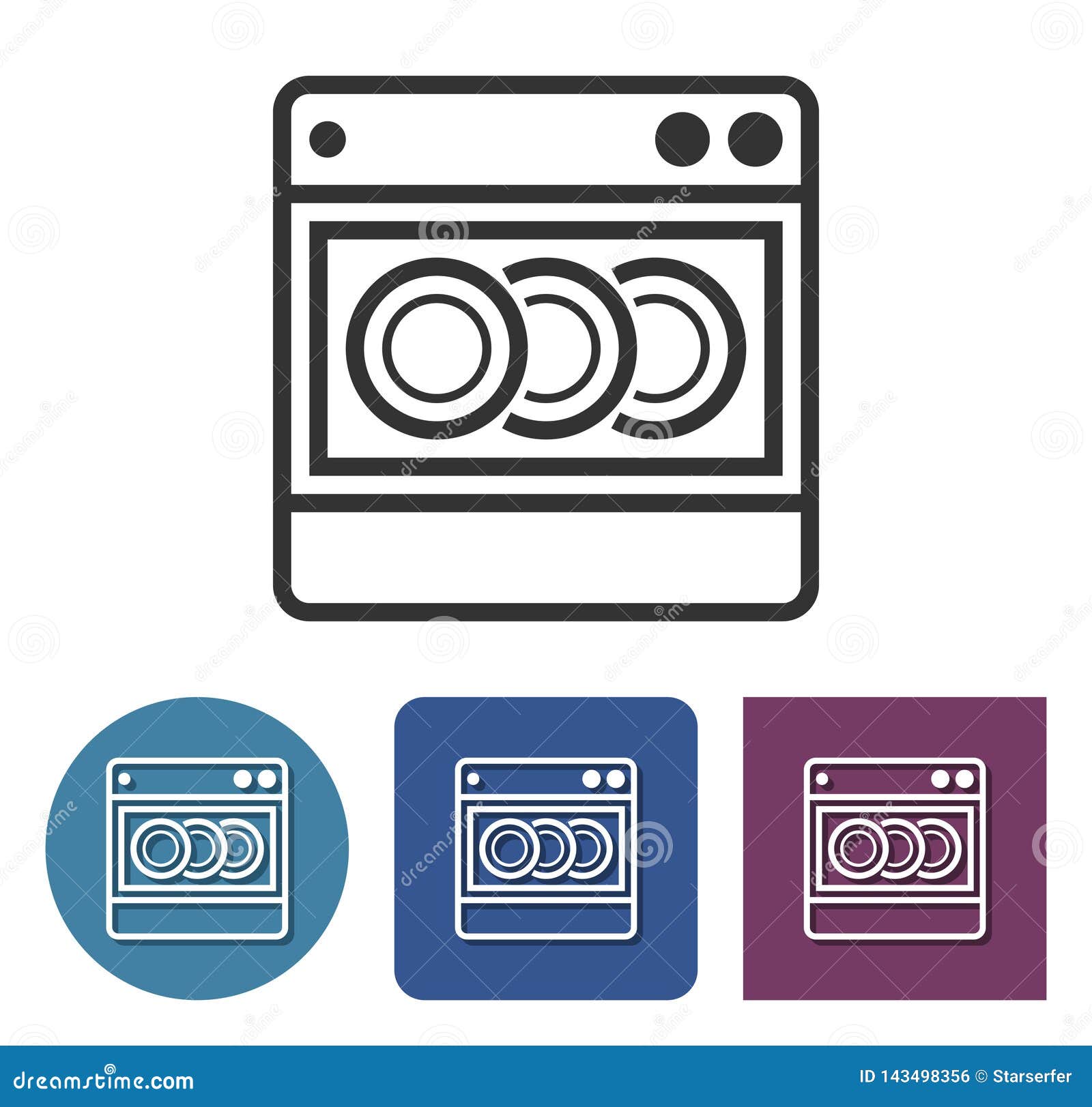 Dishwashing Machine Line Icon Stock Vector - Illustration of technology ...