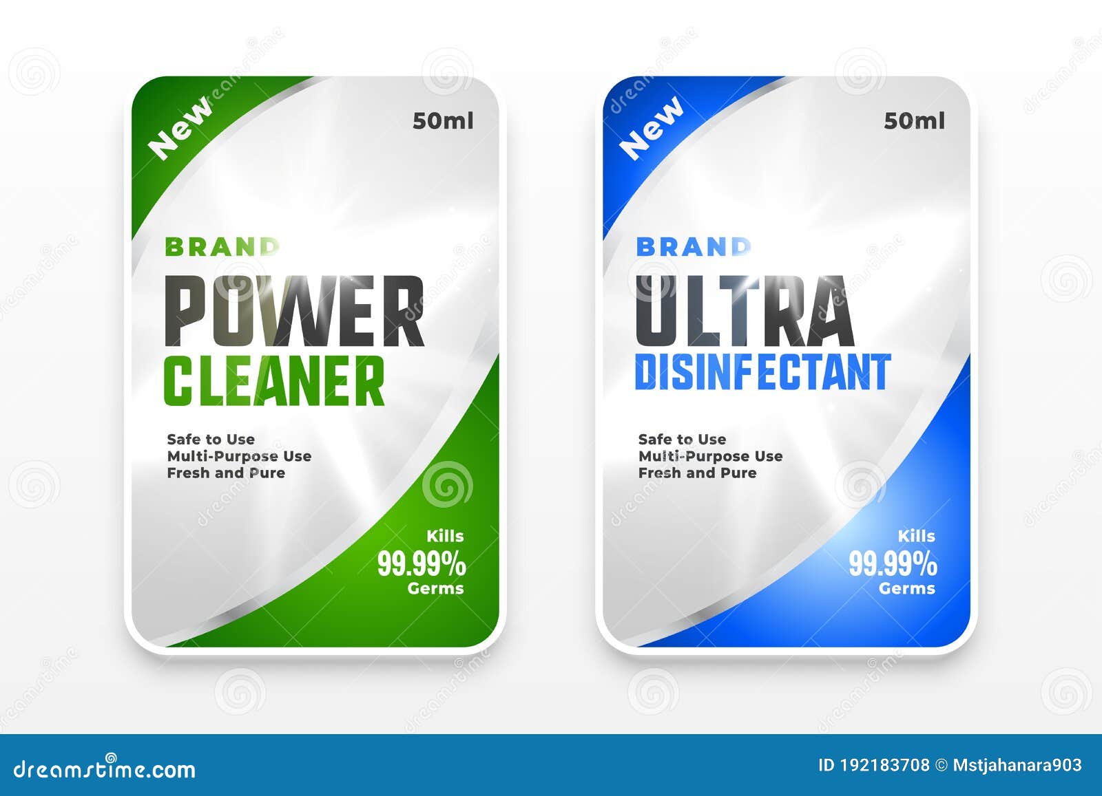 Disinfectant and Cleaner Labels Template Design Concept Stock Vector ...