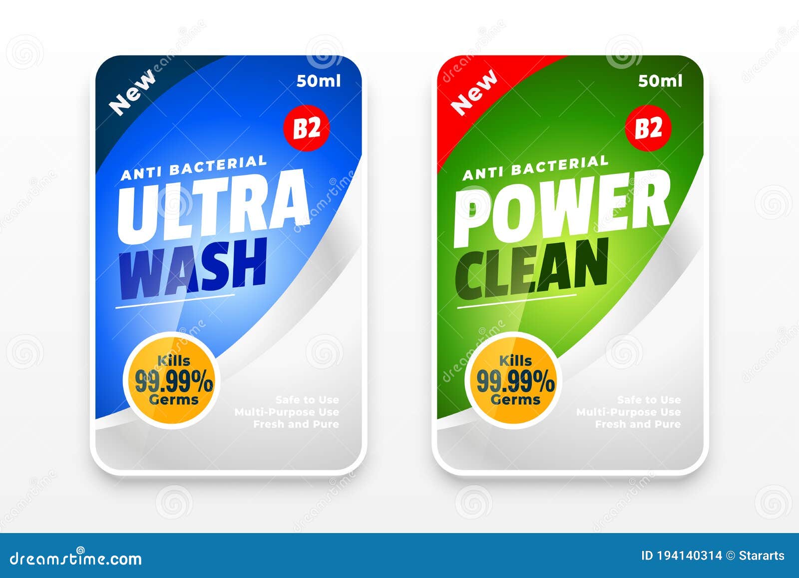 Disinfectant and Cleaner Two Labels Template Design Concept Stock ...