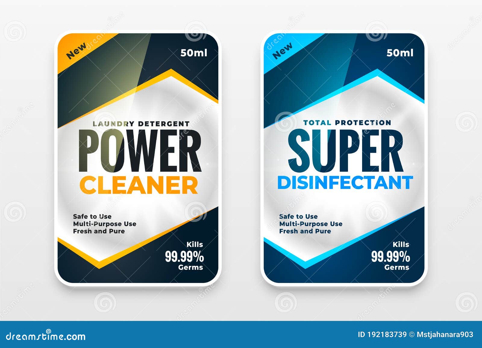 Disinfectant Cleaner Washer Labels Template Design Set Stock Vector ...