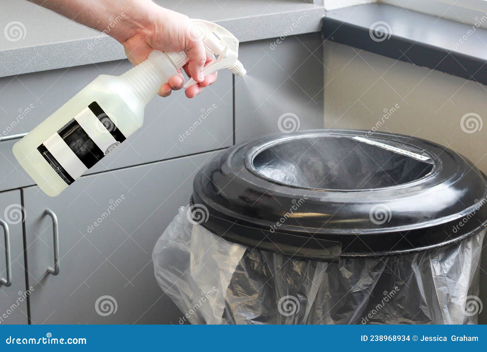 Disinfectant Cleaning Spray Bottle, Spraying Garbage Stock Photo ...