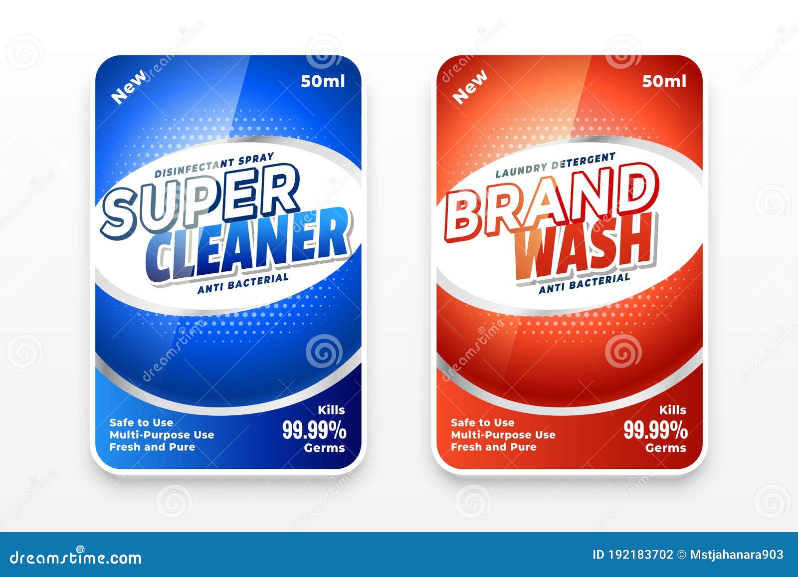 Disinfectant or Laundry Detergent Cleaner Labels Template Stock Vector ...