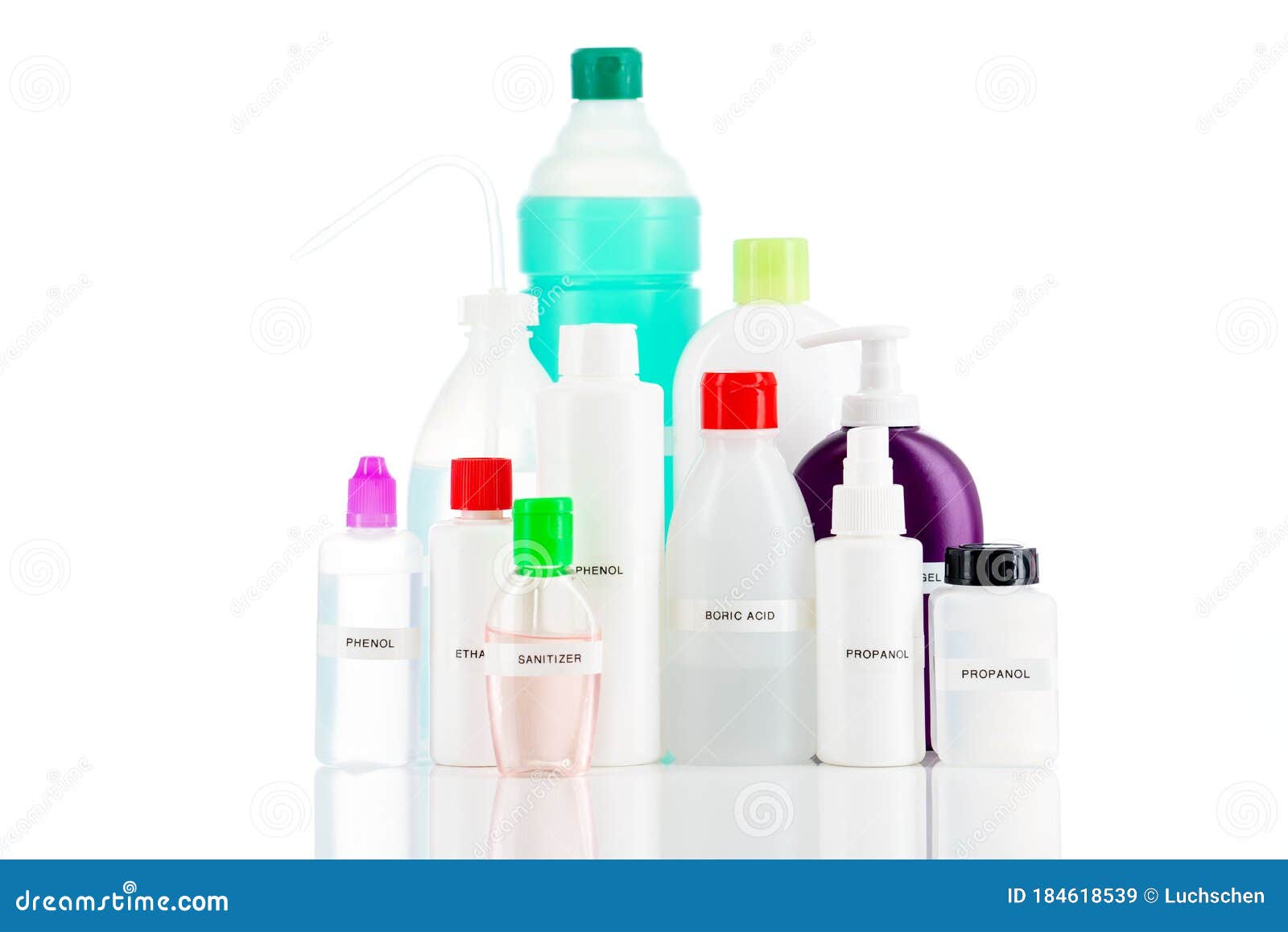 Disinfectant, Sanitizer in Plastic Packaging on a White Background ...
