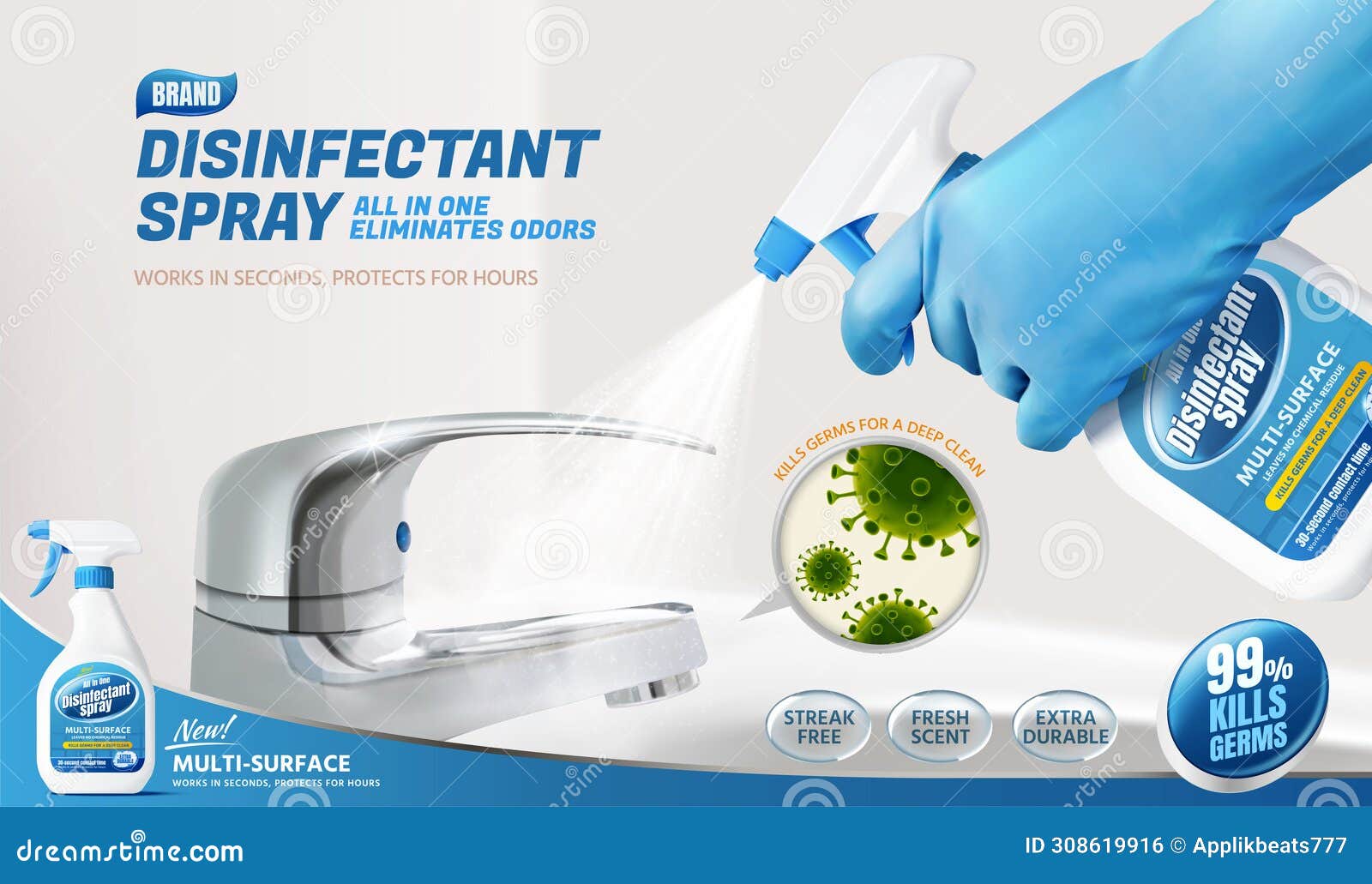 Disinfectant Spray Ad Template Stock Vector - Illustration of bottle ...