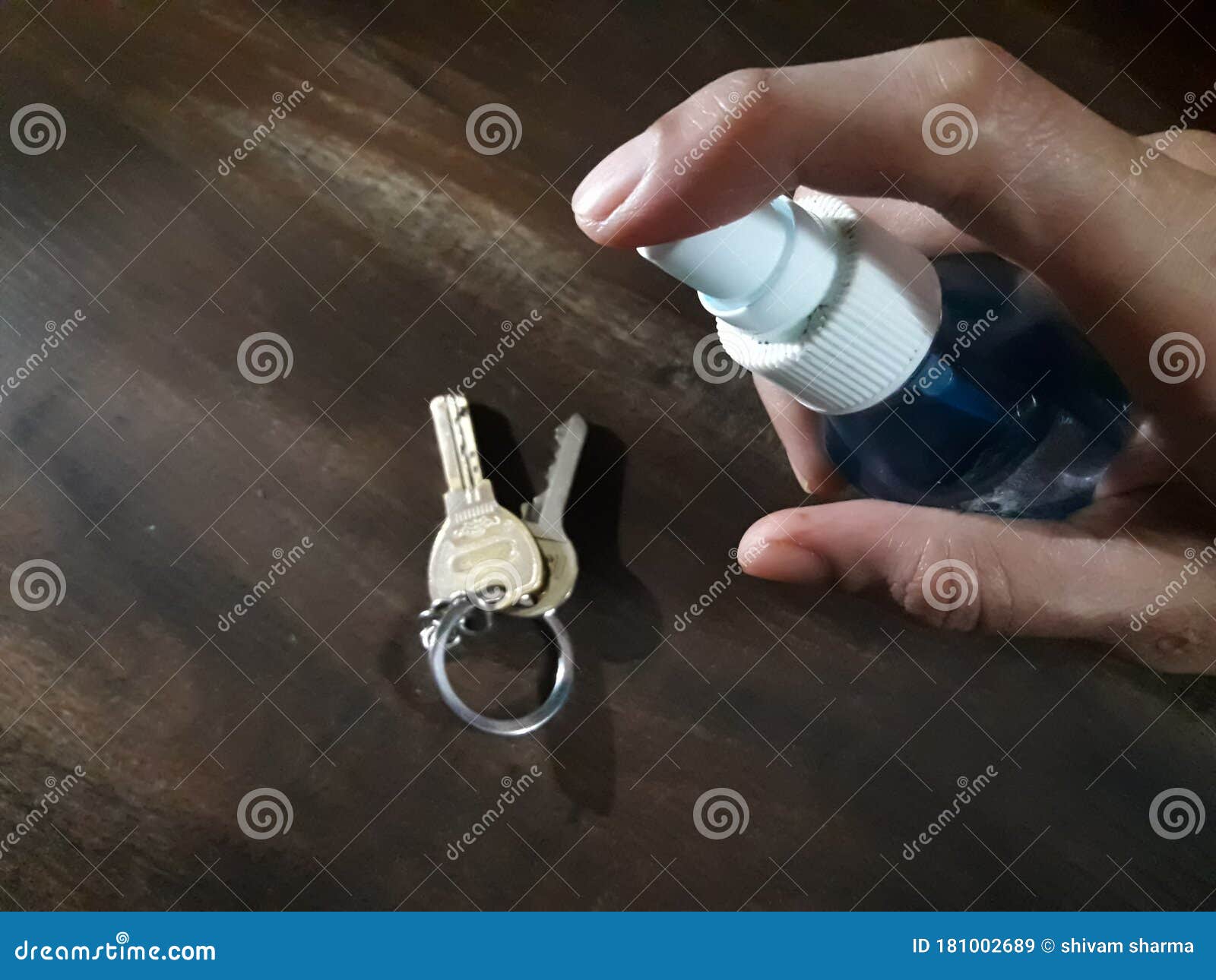 Disinfecting the Keys with Sanitizer Stock Image - Image of foreground ...
