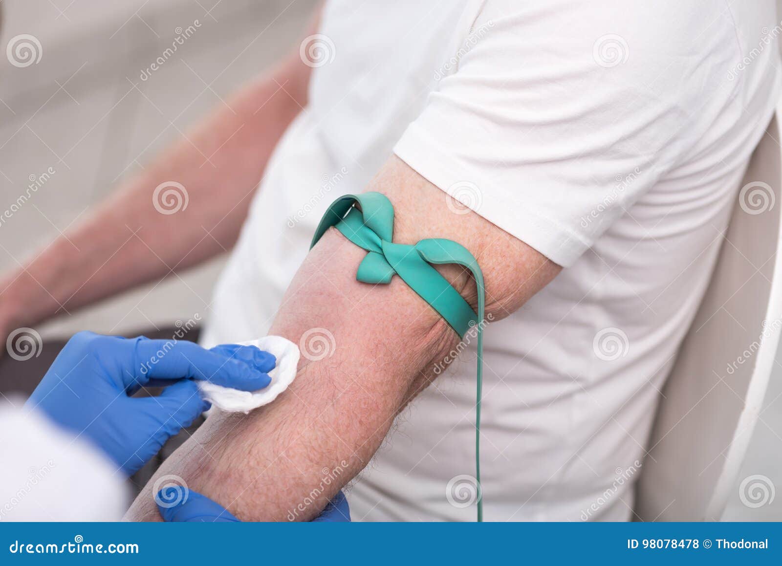 Disinfecting of the skin stock photo. Image of patient - 98078478