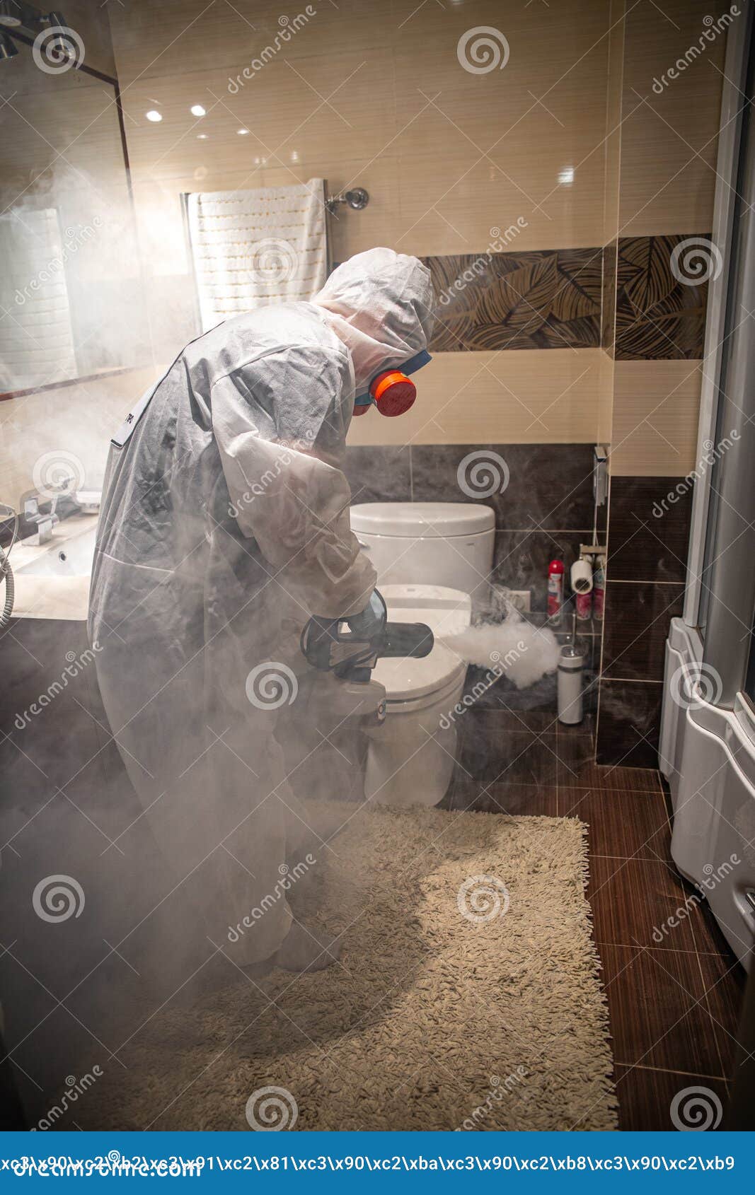Disinfection of the Apartment. the Guy is Disinfecting the Room Stock ...