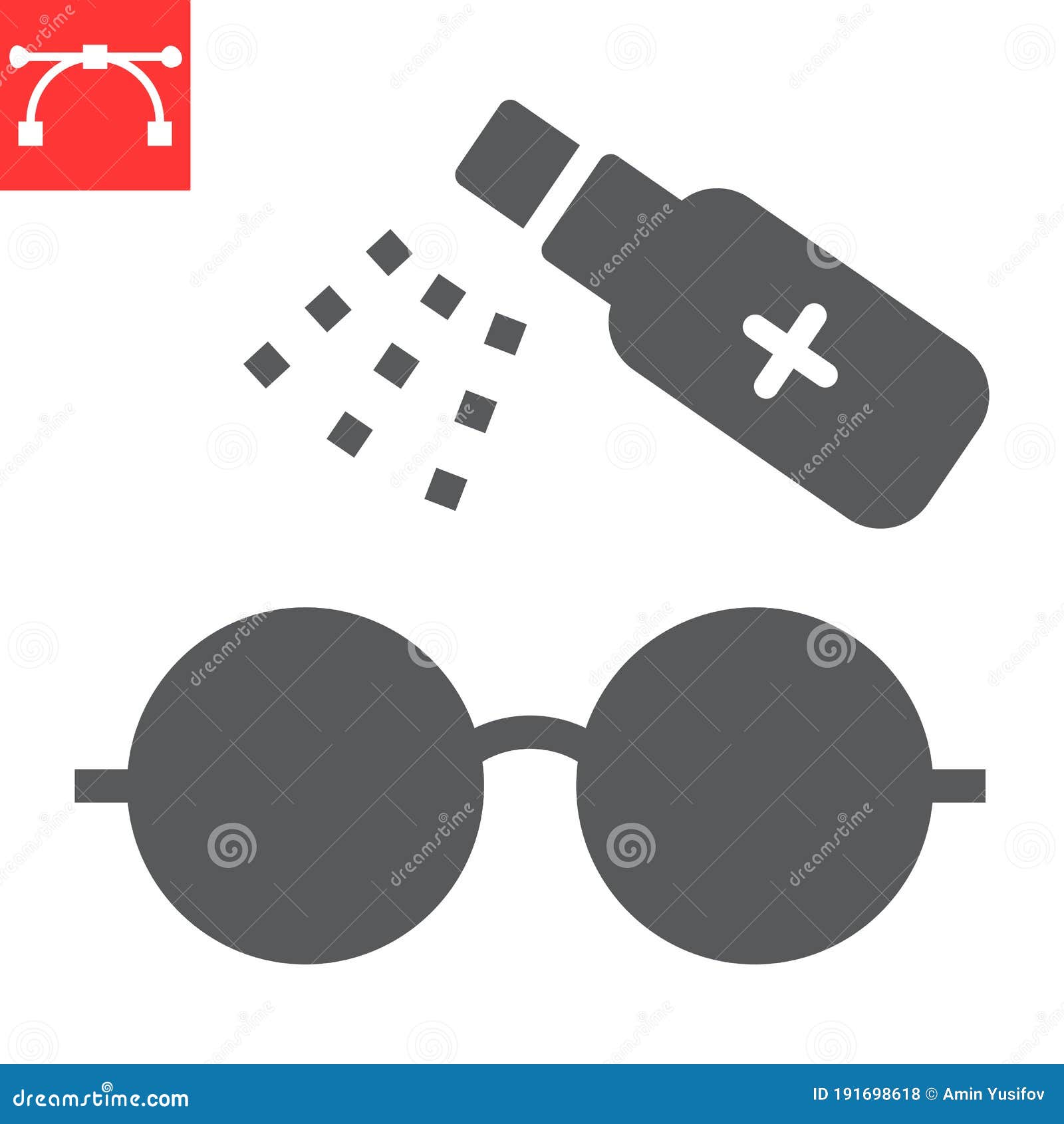 Disinfection Eyeglasses Glyph Icon, Hygiene and Disinfection, Cleaning ...