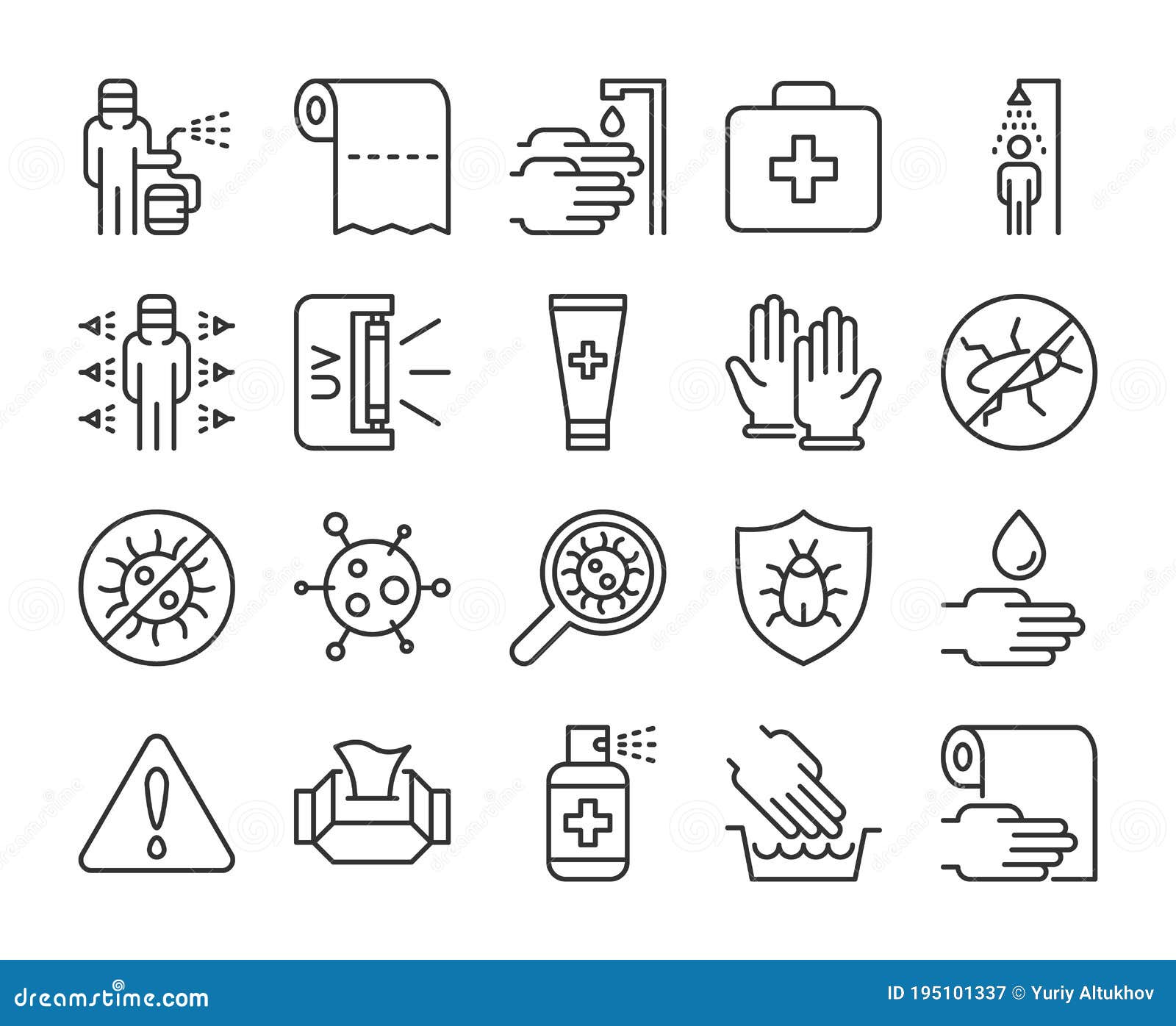 Disinfection Icon. Disinfection and Sterilization Line Icons Set ...
