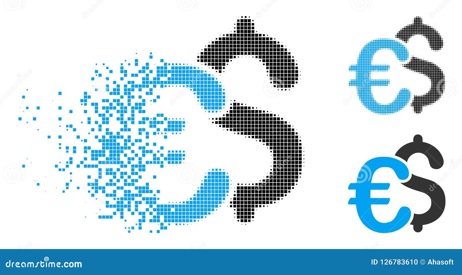 Disintegrating Dot Halftone Euro and Dollar Symbols Icon Stock Vector ... Disintegrating Dot Halftone Euro and Dollar Symbols Icon Stock Vector ...