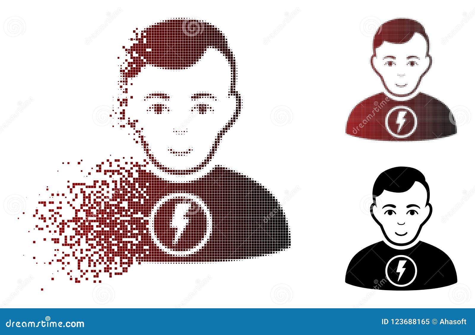 Disintegrating Dot Halftone Power Man Icon Stock Vector - Illustration ... Disintegrating Dot Halftone Power Man Icon Stock Vector - Illustration ...