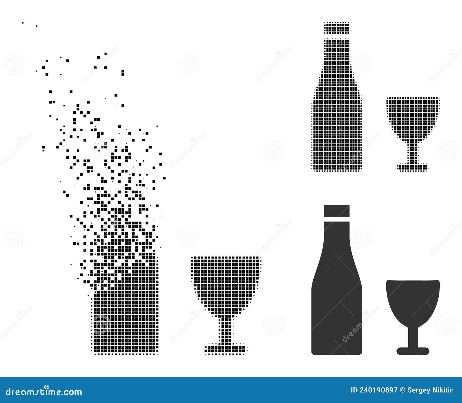 Disintegrating Dot and Original Alcohol Drinks Icon Stock Vector ...