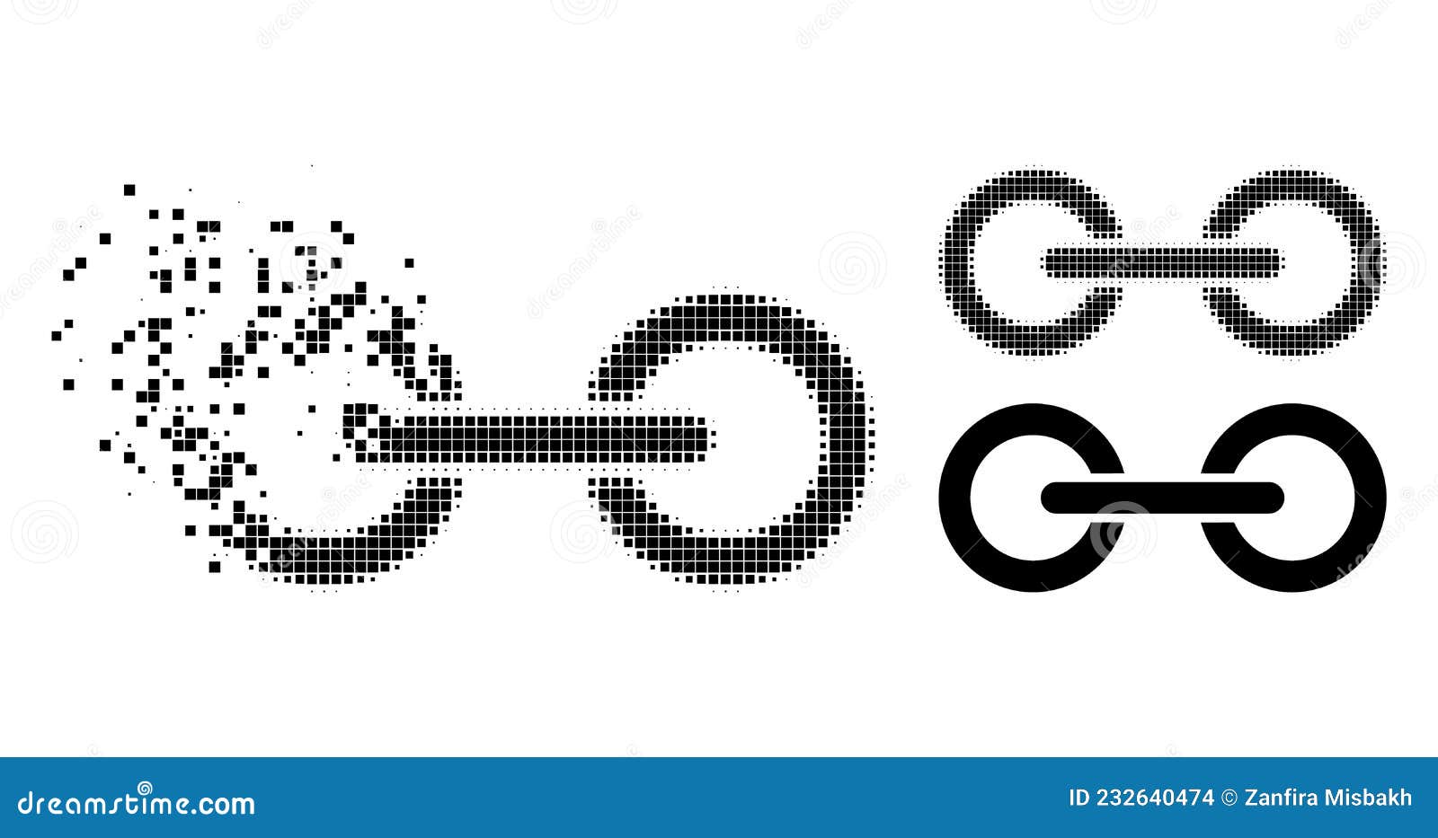 Disintegrating Dotted Chain Link Icon with Halftone Version Stock ... Disintegrating Dotted Chain Link Icon with Halftone Version Stock ...