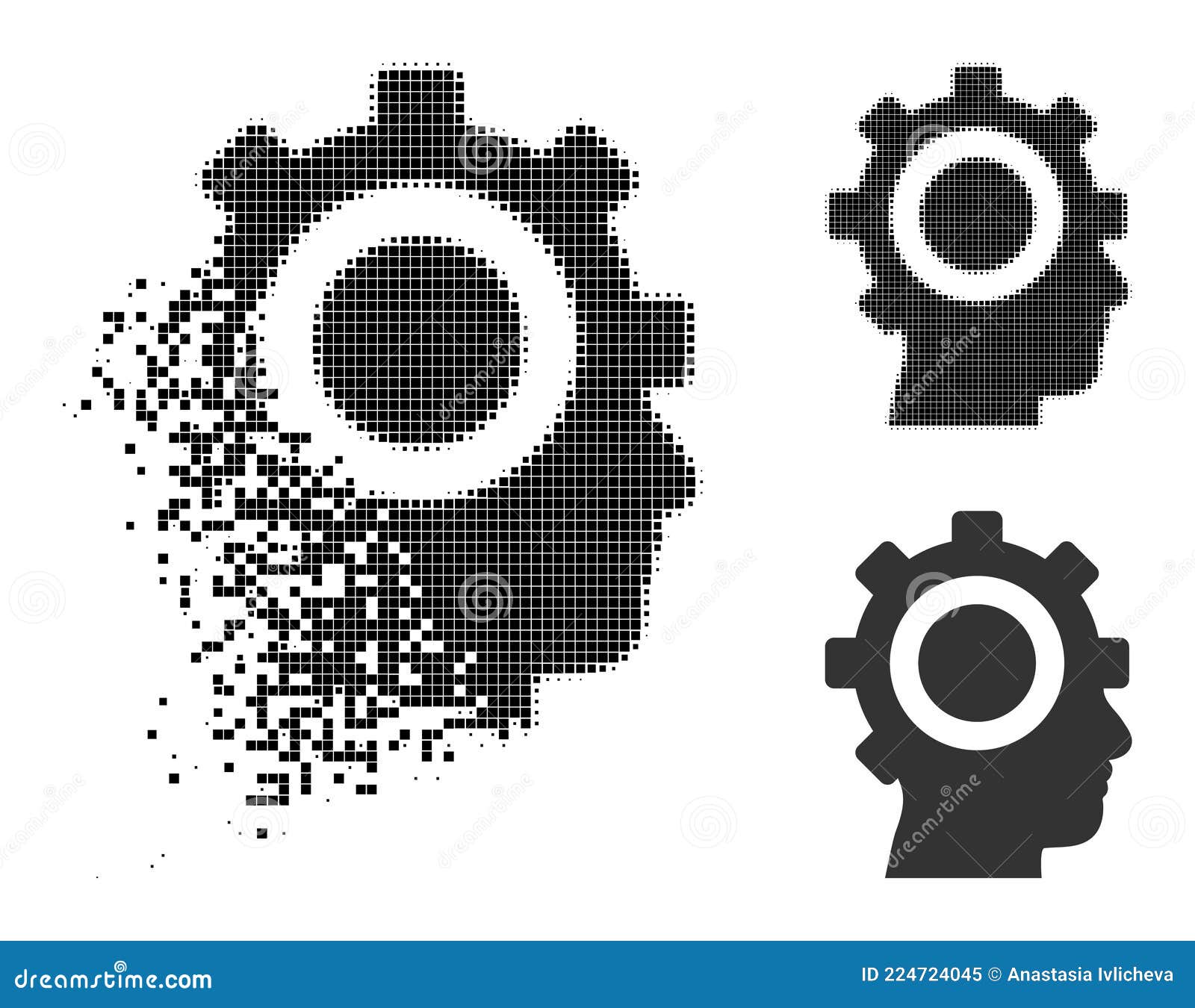 Shredded and Halftone Pixel Cyborg Gear Icon Stock Vector ... Shredded and Halftone Pixel Cyborg Gear Icon Stock Vector ...
