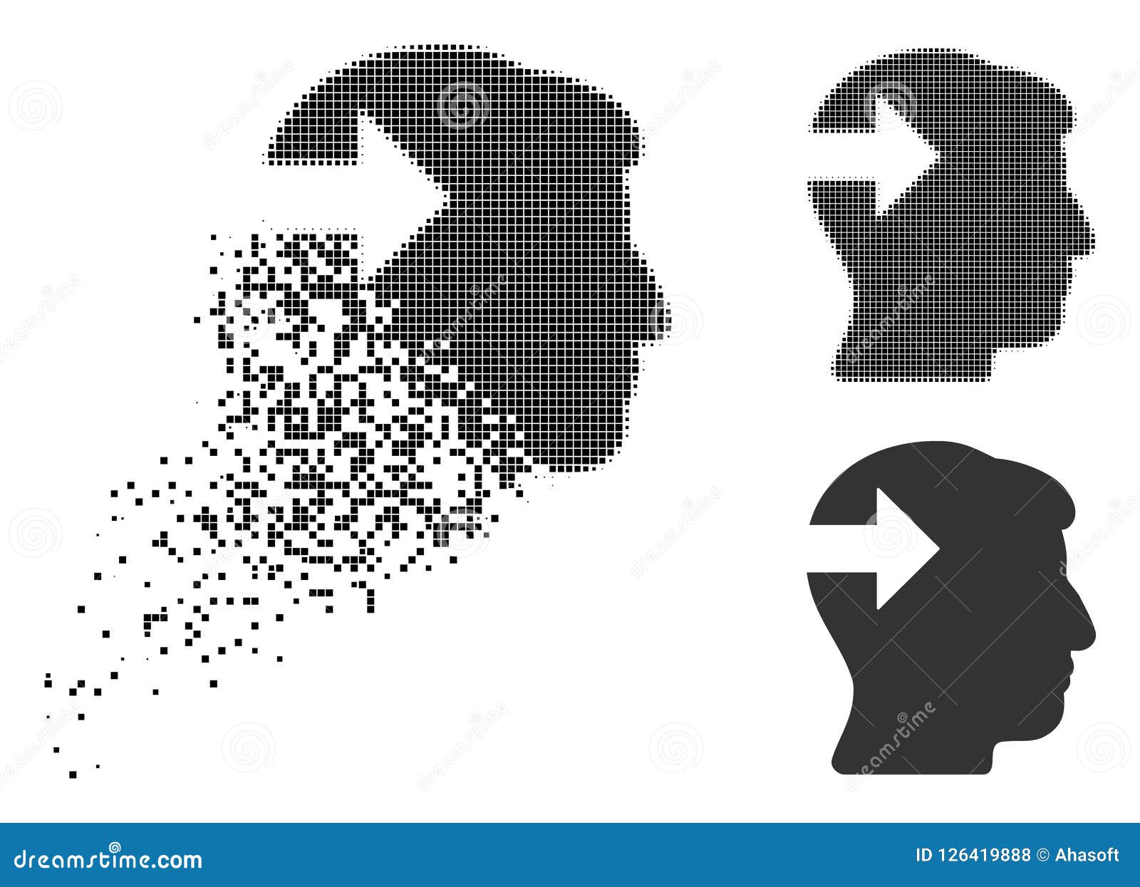 Disintegrating Dotted Halftone Head Plug-in Arrow Icon Stock Vector ...