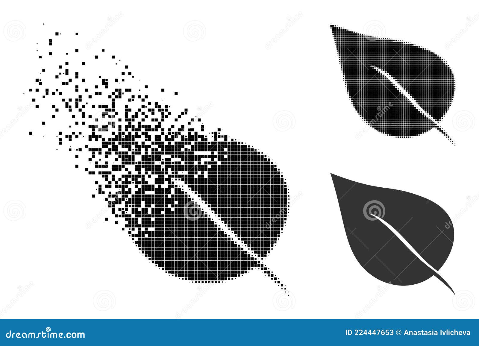 Disintegrating and Halftone Dot Plant Leaf Icon Stock Vector ...