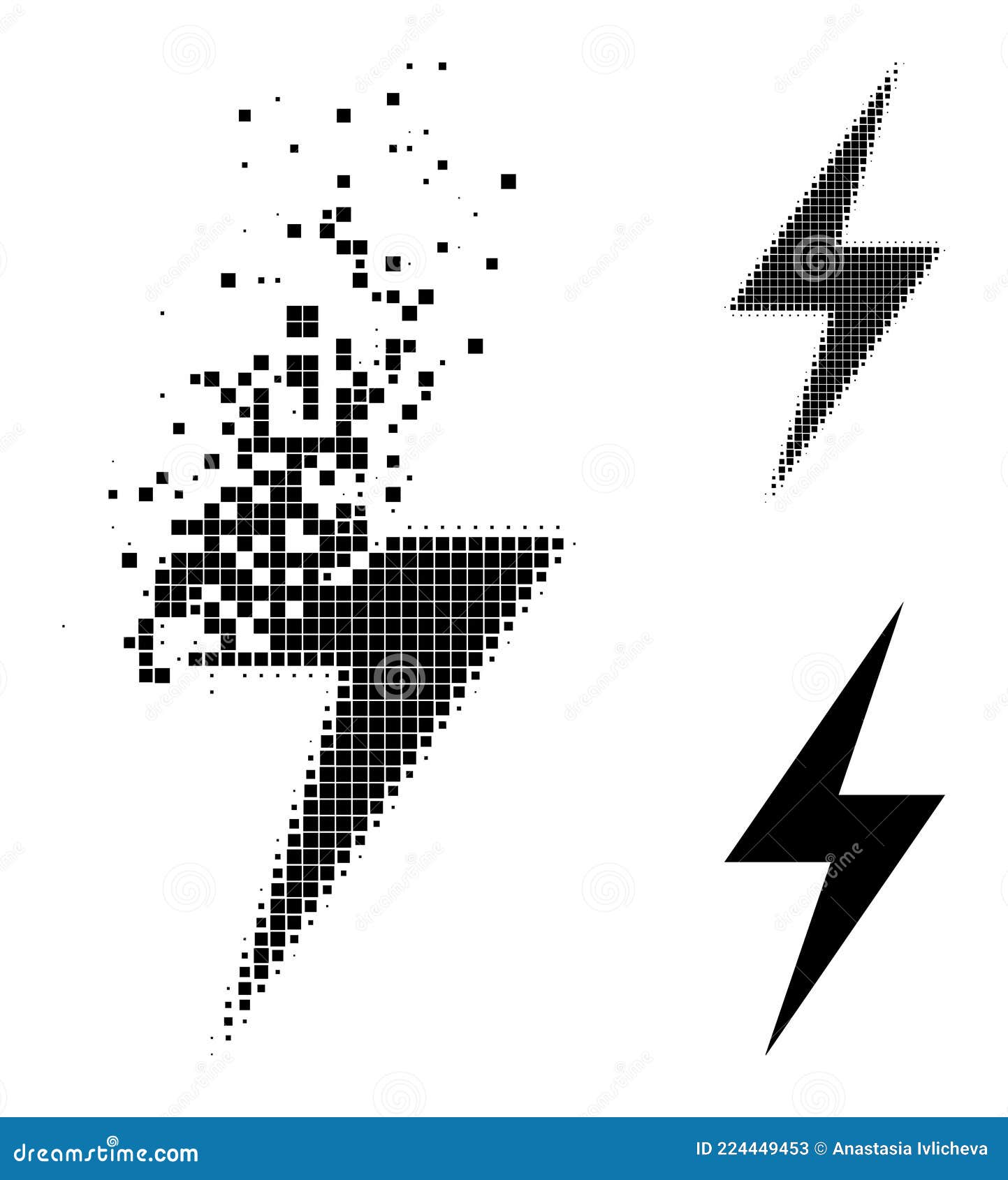 Disintegrating and Halftone Pixel Electricity Icon Stock Vector ...
