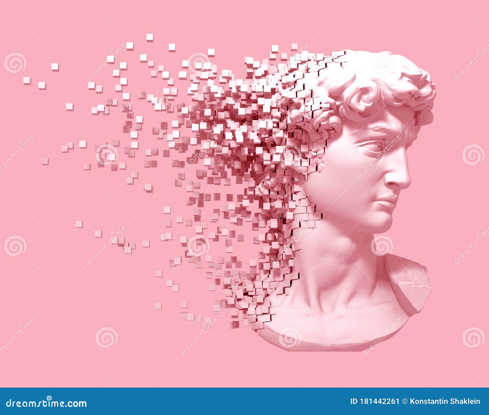 Disintegrating Head of David on Pink Background Stock Illustration ...