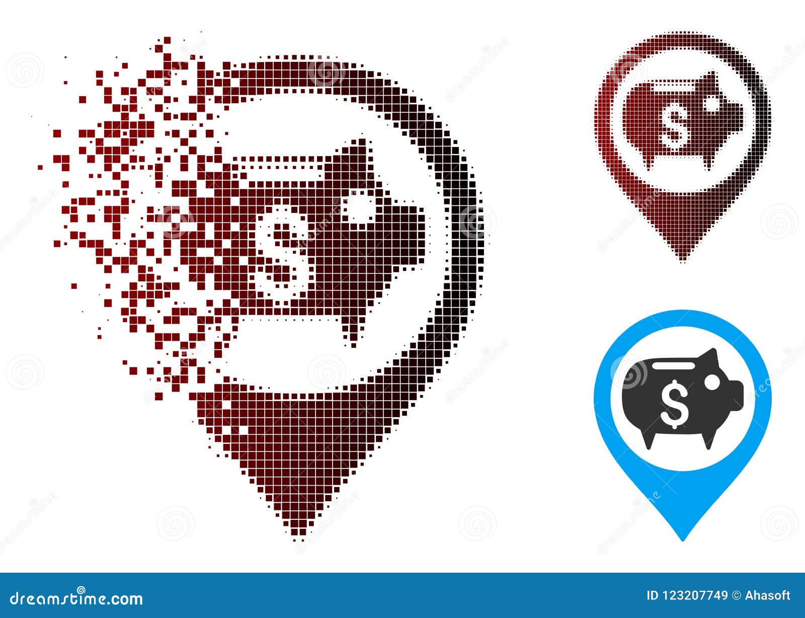 Disintegrating Pixel Halftone Bank Map Marker Icon Stock Vector ... Disintegrating Pixel Halftone Bank Map Marker Icon Stock Vector ...