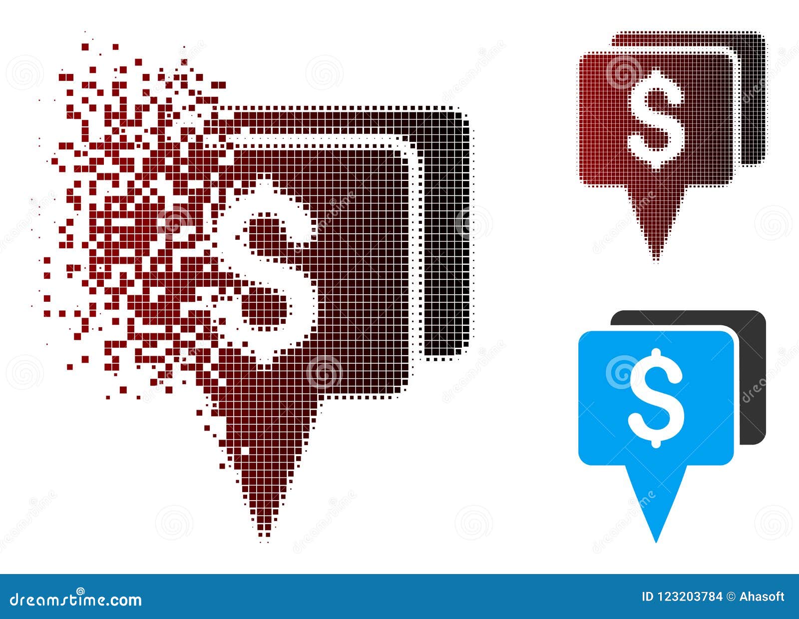 Disintegrating Pixel Halftone Bank Map Pointers Icon Stock Vector ... Disintegrating Pixel Halftone Bank Map Pointers Icon Stock Vector ...