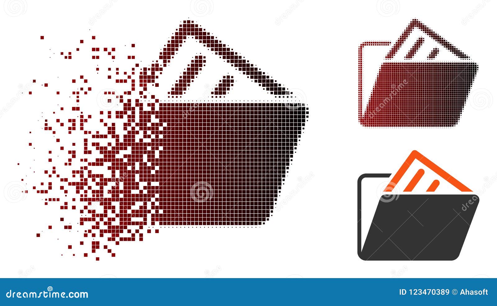 Disintegrating Pixel Halftone Document Folder Icon Stock Vector ...