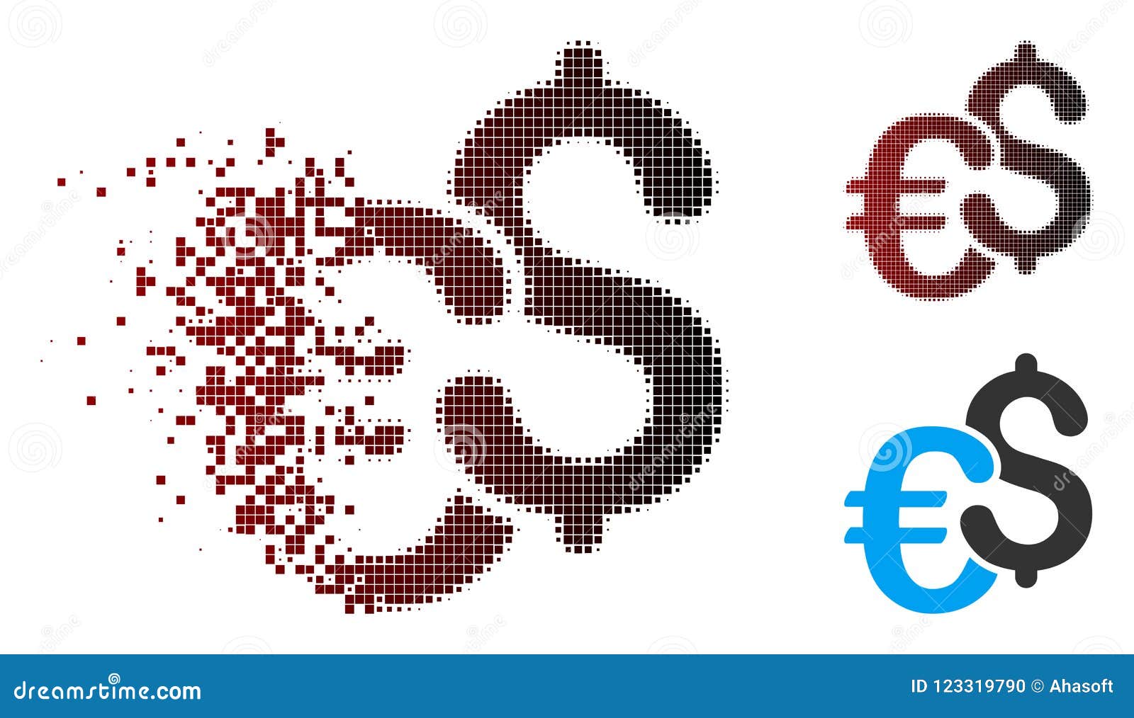 Disintegrating Pixel Halftone Dollar and Euro Symbols Icon Stock Vector ... Disintegrating Pixel Halftone Dollar and Euro Symbols Icon Stock Vector ...