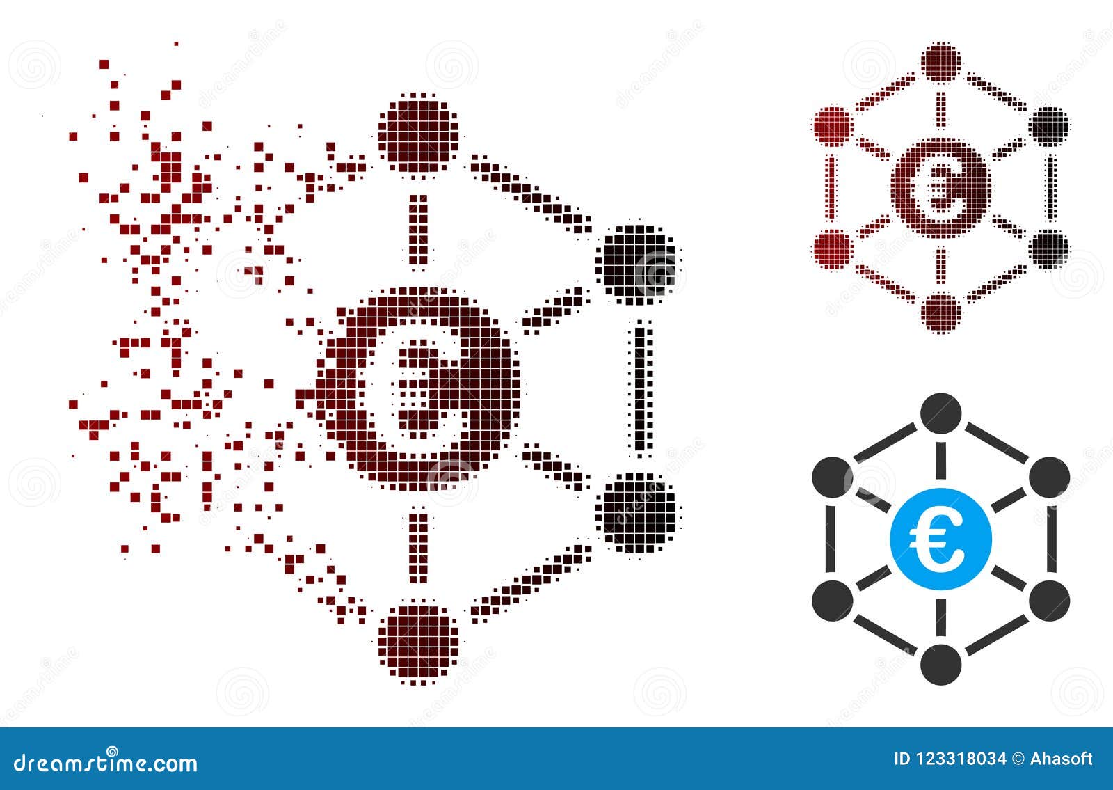 Disintegrating Pixel Halftone Euro Bank Network Icon Stock Vector ... Disintegrating Pixel Halftone Euro Bank Network Icon Stock Vector ...