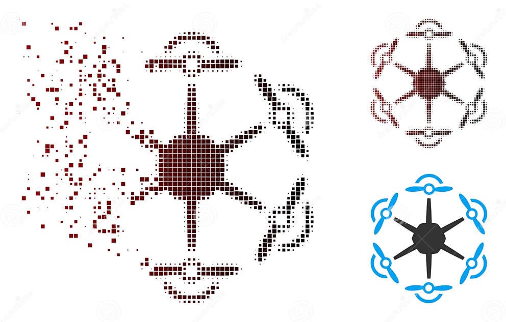Disintegrating Pixel Halftone Flying Hexacopter Icon Stock Vector ... Disintegrating Pixel Halftone Flying Hexacopter Icon Stock Vector ...