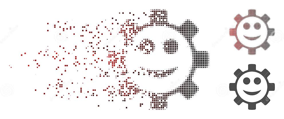 Disintegrating Pixel Halftone Gear Smile Smiley Icon Stock Vector ... Disintegrating Pixel Halftone Gear Smile Smiley Icon Stock Vector ...