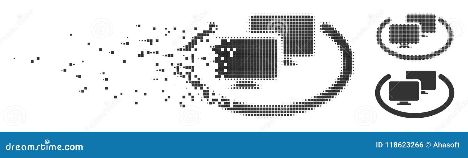 Disintegrating Pixel Halftone Intranet Computers Icon Stock Vector ...