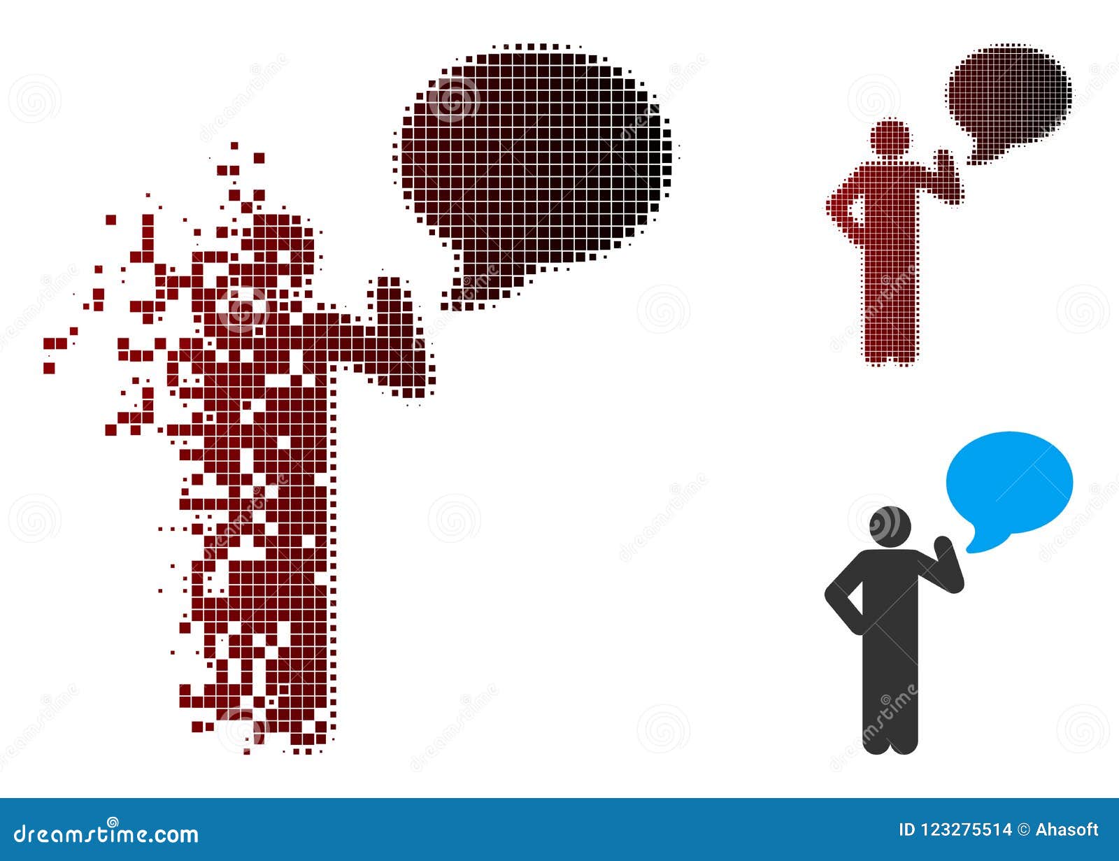 Disintegrating Pixel Halftone Man Idea Balloon Icon Stock Vector ... Disintegrating Pixel Halftone Man Idea Balloon Icon Stock Vector ...