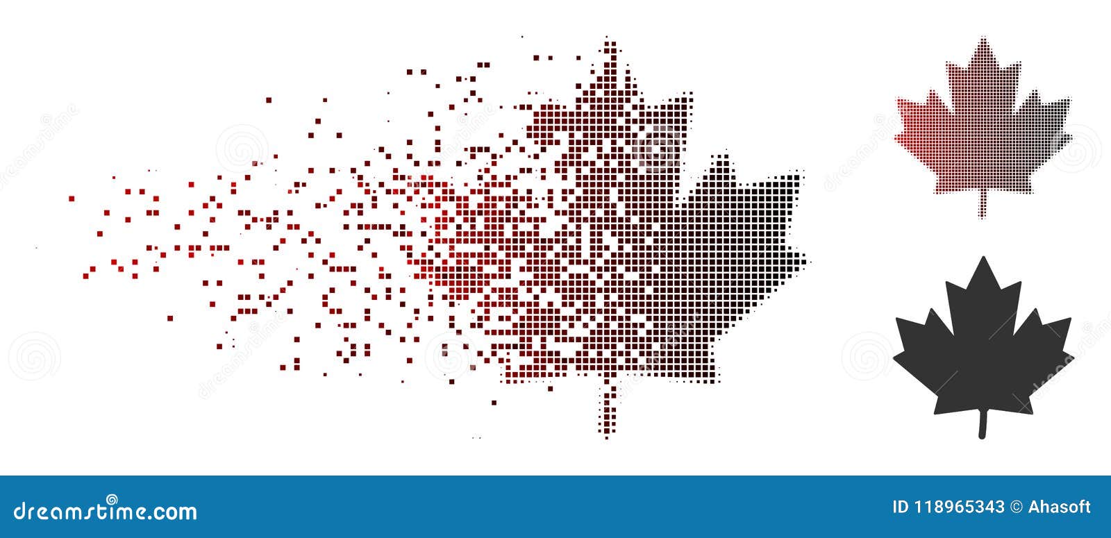 Disintegrating Pixel Halftone Maple Leaf Icon Stock Vector ...