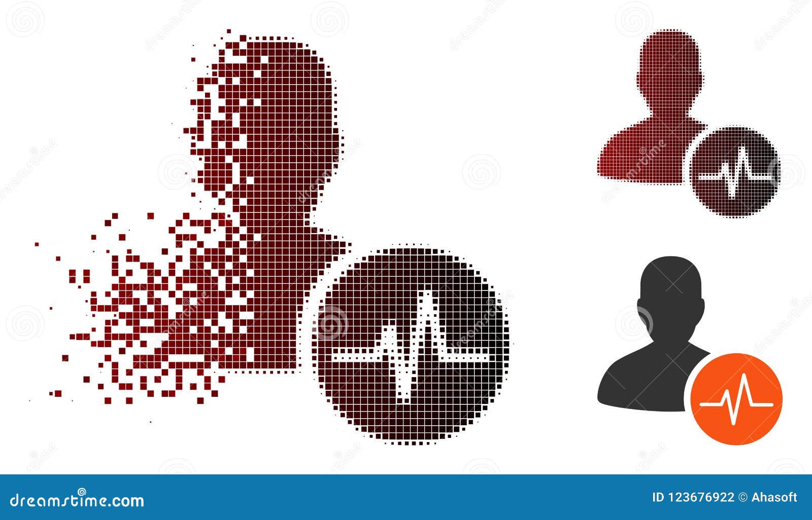 Disintegrating Pixel Halftone Patient Pulse Icon Stock Vector ...