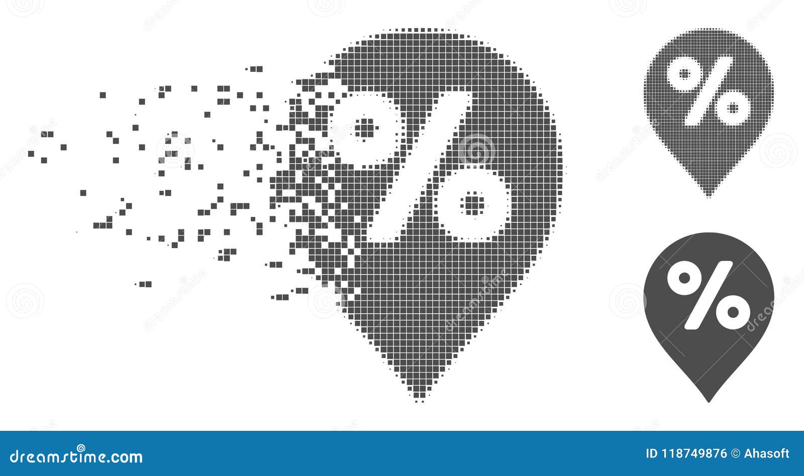 Disintegrating Pixel Halftone Percent Map Marker Icon Stock Vector ... Disintegrating Pixel Halftone Percent Map Marker Icon Stock Vector ...