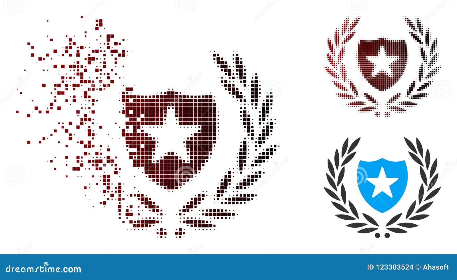 Disintegrating Pixel Halftone Shield Laurel Wreath Icon Stock Vector ... Disintegrating Pixel Halftone Shield Laurel Wreath Icon Stock Vector ...